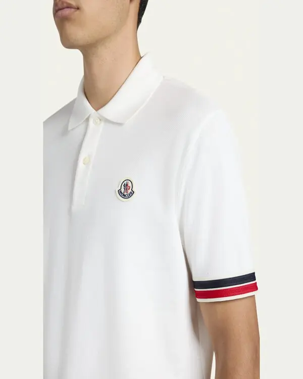 Moncler Striped-trim Pique Polo Shirt