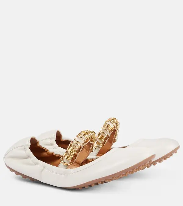 TOD'S Leather Ballerina Flats