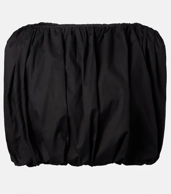 ADRIANA DEGREAS Cotton-blend Gathered Crop Top - Black