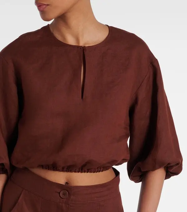 ERES Gracieux Linen Crop Top - Brown