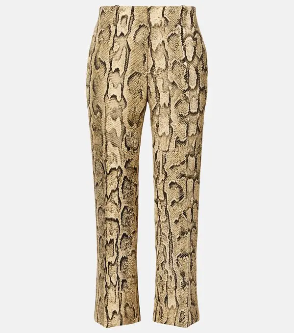 Dries Van Noten Snake-print Flared Jacquard Pants