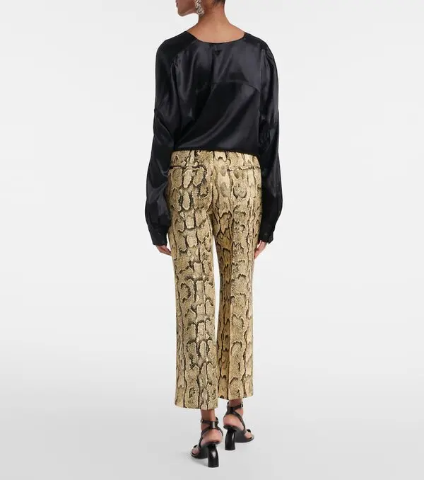 Dries Van Noten Snake-print Flared Jacquard Pants