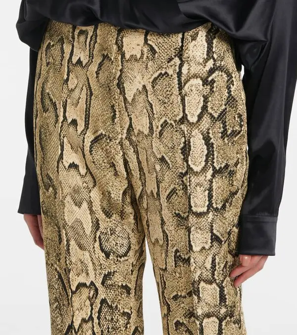 Dries Van Noten Snake-print Flared Jacquard Pants