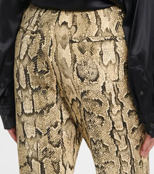 Dries Van Noten Snake-print Flared Jacquard Pants