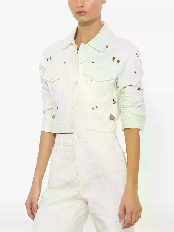 Alice + Olivia Chloe Embroidered Denim Jacket