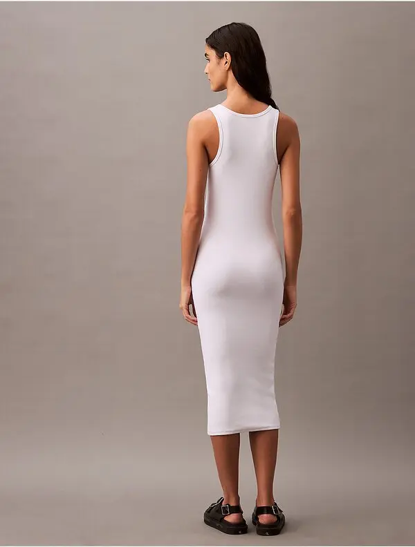 Calvin Klein Rib Knit Slip Dress - Brilliant White