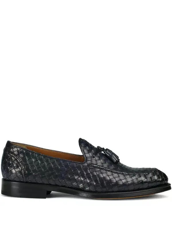 DOUCAL'S Woven Leather Loafers - Black
