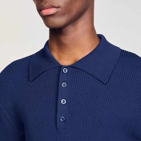 Sandro Ribbed Polo Shirt - Fonte