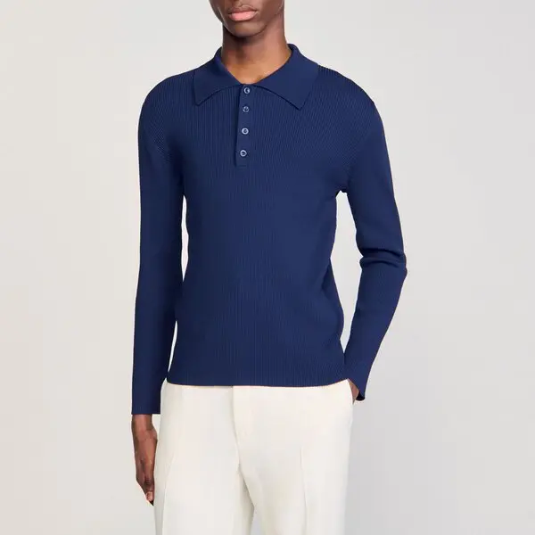 Sandro Ribbed Polo Shirt - Fonte