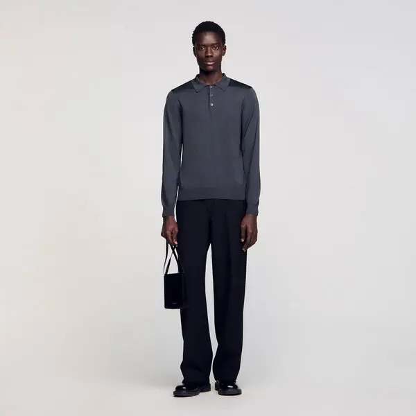Sandro Ribbed Polo Shirt - Fonte