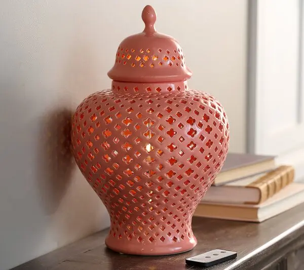Dennis Basso As Is Hotel Du Cobb Lantern Ginger Jar With Light & Remote - One-color