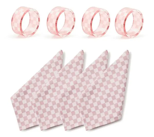 MACKENZIE-CHILDS Set Of 4 Napkins And Napkin Rings - One-color