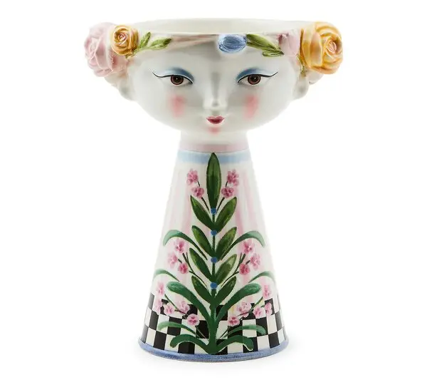 MACKENZIE-CHILDS Rosy Meadow Short Lady Vase