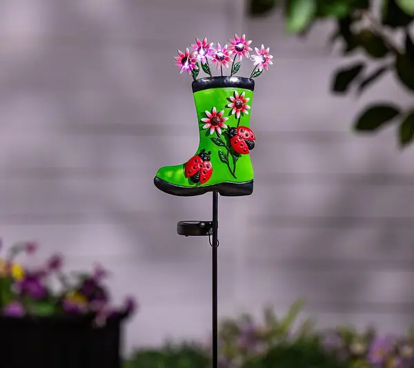 PLOW & HEARTH Rainboot Solar Garden Stake
