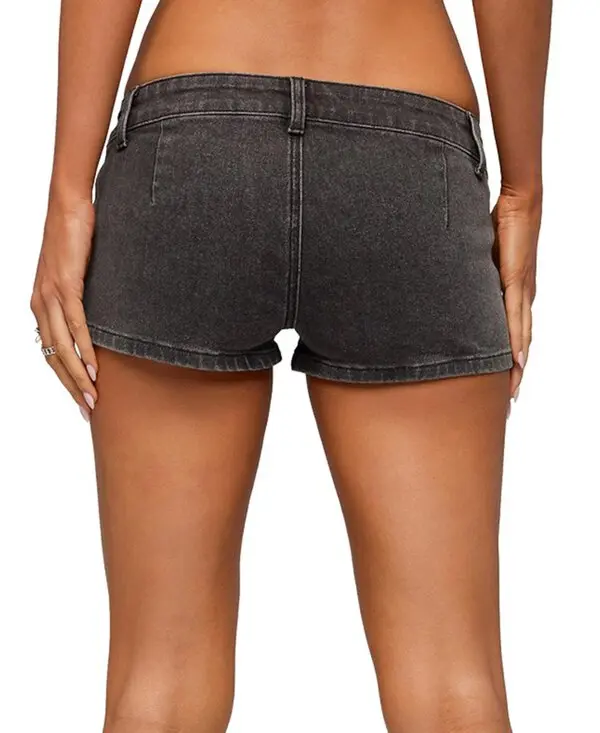 EDIKTED Bryan Denim Micro Shorts - Black-washed