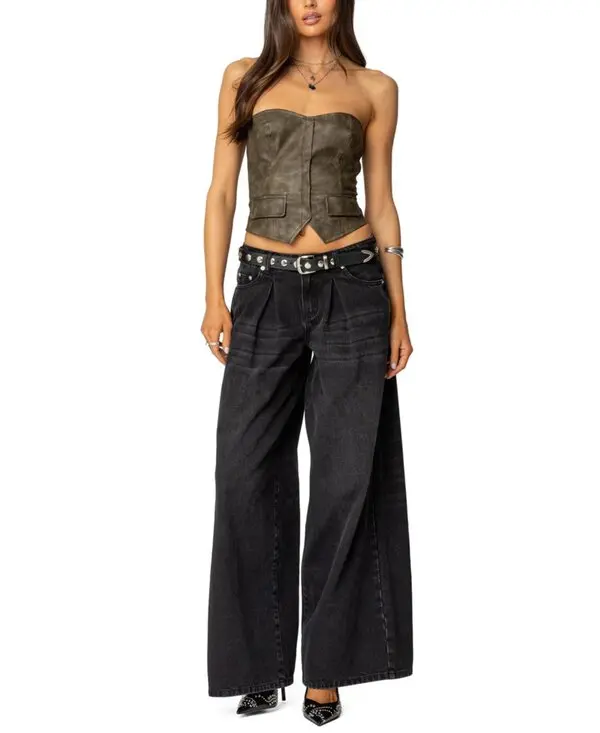 EDIKTED Faux Leather Corset