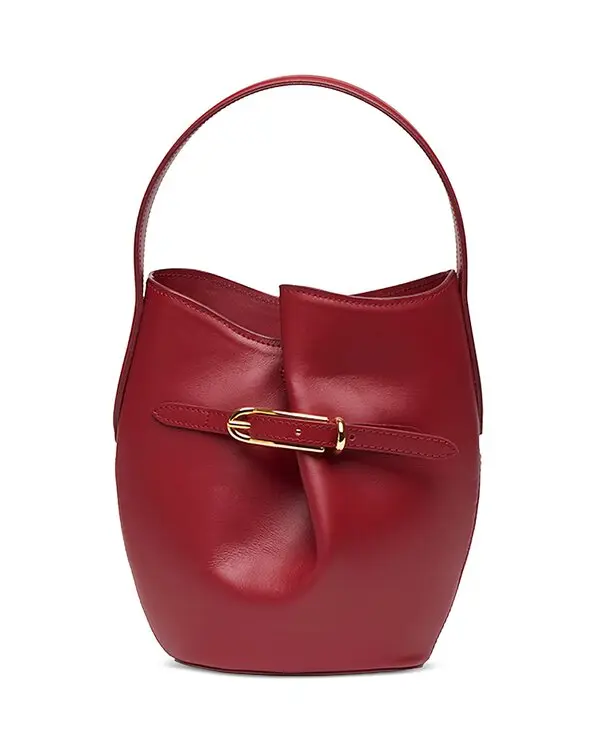 LIFFNER Mini Belted Bucket Bag - Cherry Leather