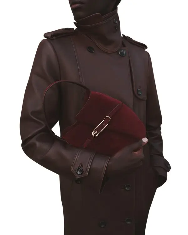 LIFFNER Mini Belted Bucket Bag - Cherry Leather