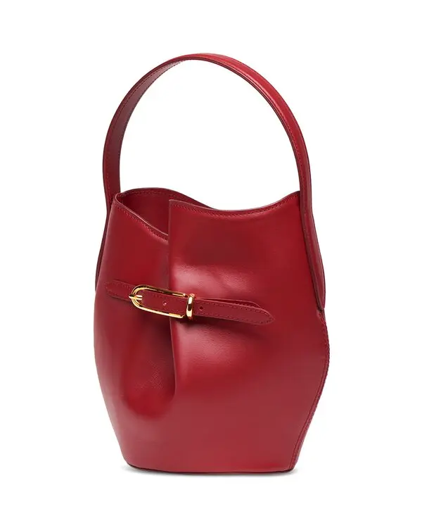 LIFFNER Mini Belted Bucket Bag - Cherry Leather