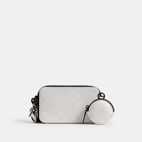 Coach Charter Slim Crossbody Bag In Signature Canvas - White/black Signature