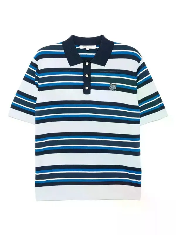 Maison Kitsuné Bold Fox Head-patch Striped Polo Shirt
