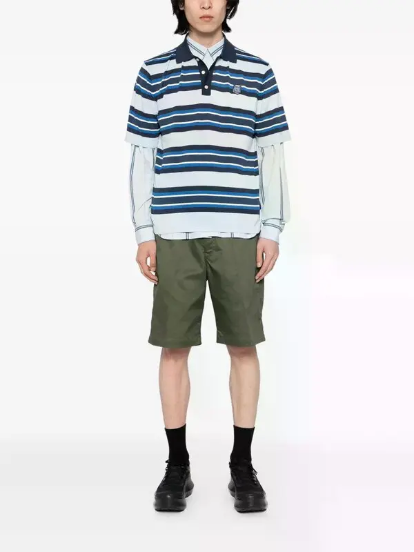 Maison Kitsuné Bold Fox Head-patch Striped Polo Shirt