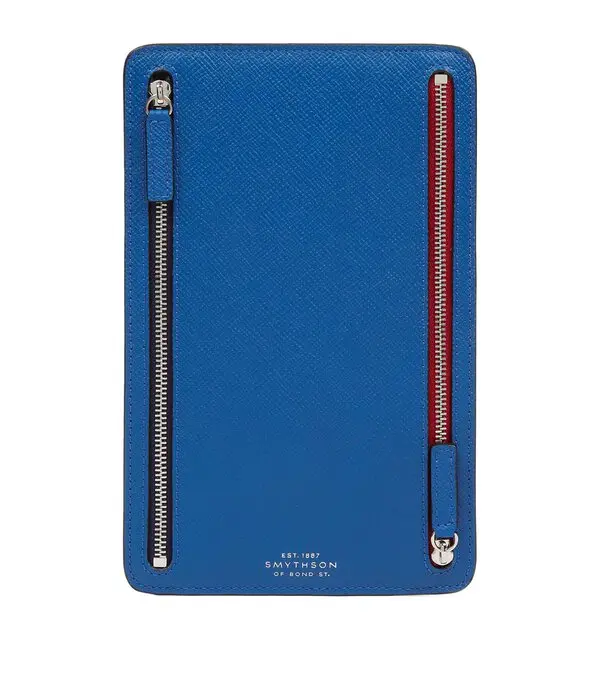 Smythson Panama Leather Multi-zip Travel Wallet - Blue