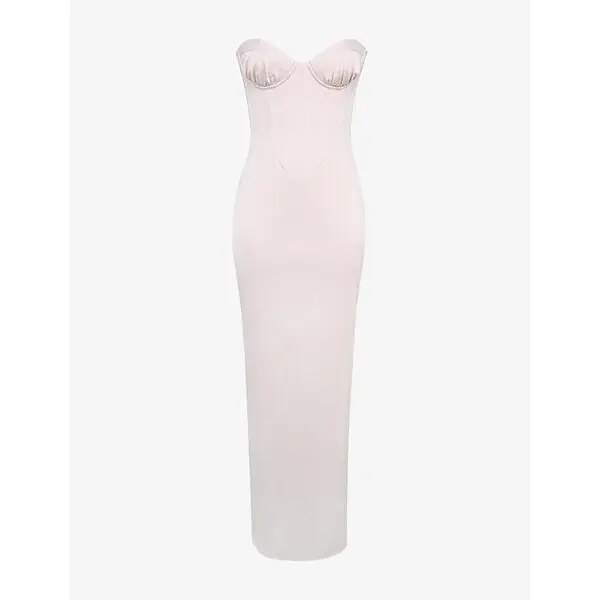 House Of Cb Valeria Corset Strapless Midi Dress - Silver