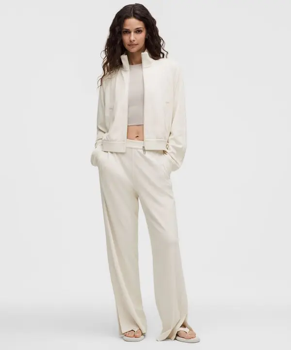 Lululemon Softstreme High-rise Wide-leg Pique Pant - Light Ivory