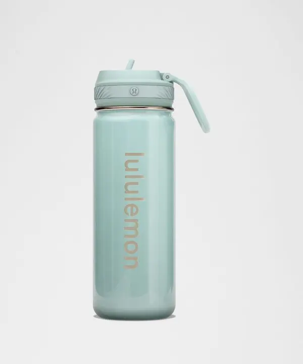 Lululemon Back To Life Sport Bottle 18oz Straw Lid - Pelican/light Ivory