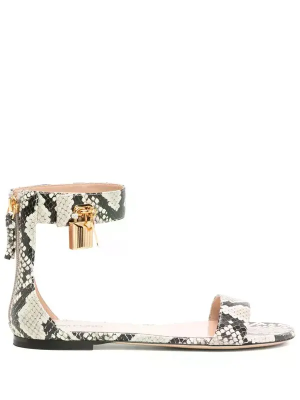 TOM FORD Snakeskin-effect Sandals - Black