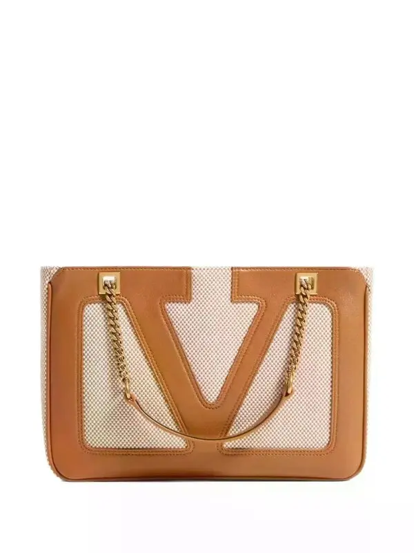 Valentino Garavani Viva Superstar Small Canvas Shopping Bag - Neutrals