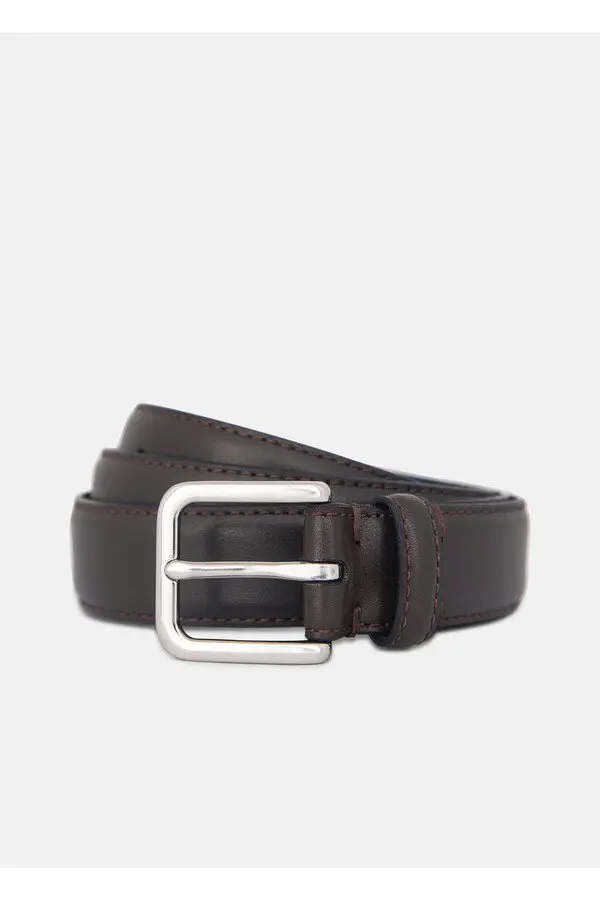 Vince 30mm Stitched Leather Belt - Natural