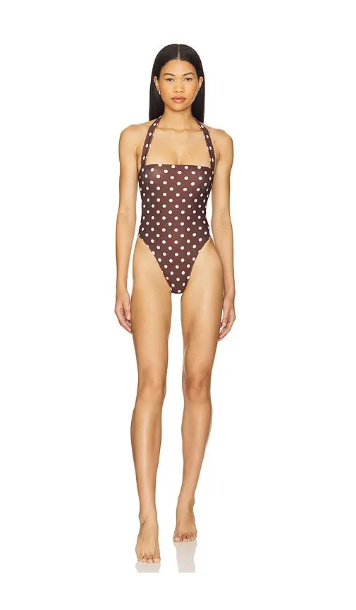 Tularosa Brigitte One Piece - Brown & Cream Dot