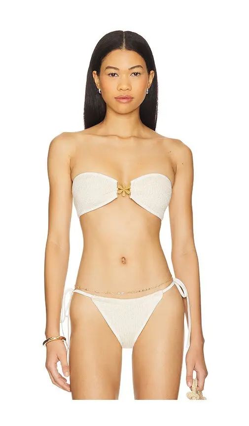 ASTA RESORT Mia Bikini Top - Ivory Sequin