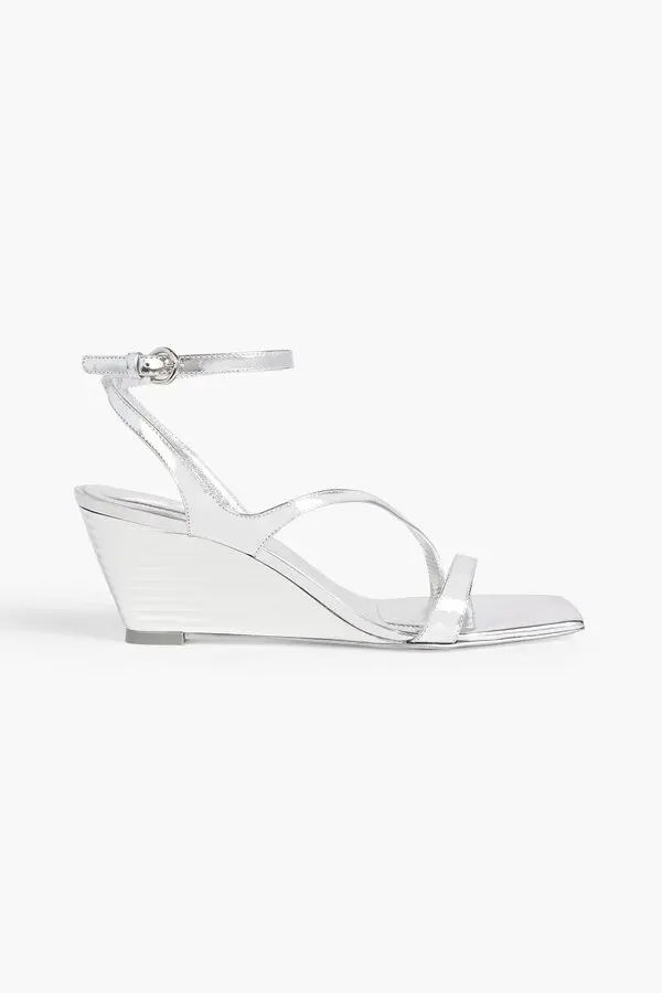 Simkhai Rola Mirrored-leather Wedge Sandals - Silver