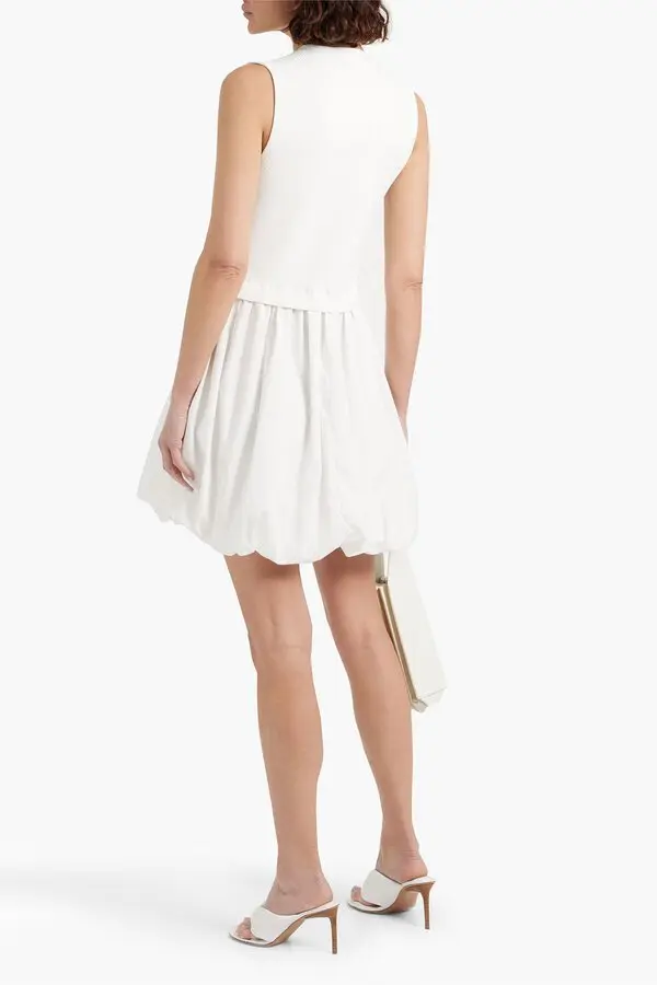 Simkhai Silas Ribbed-knit And Cotton-poplin Mini Dress