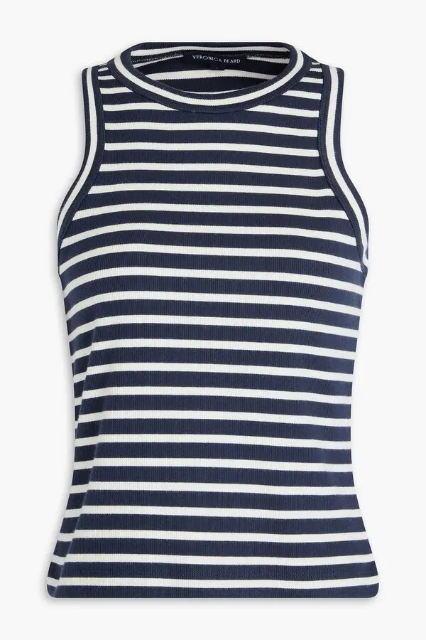 Veronica Beard Jordyn Striped Stretch Pima Cotton Jersey Tank