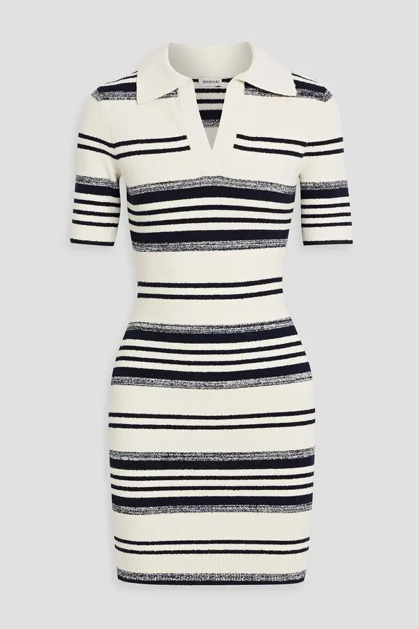 Simkhai Kris Striped Bouclé-knit Mini Dress