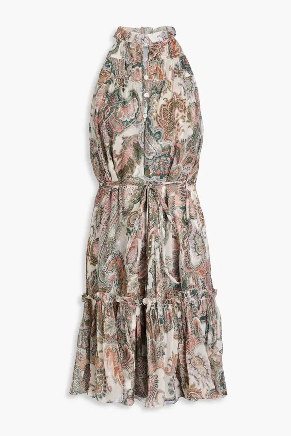 Veronica Beard Dria Ruffled Paisley-print Silk-chiffon Mini Dress