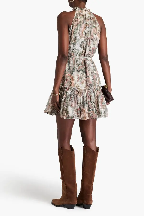 Veronica Beard Dria Ruffled Paisley-print Silk-chiffon Mini Dress