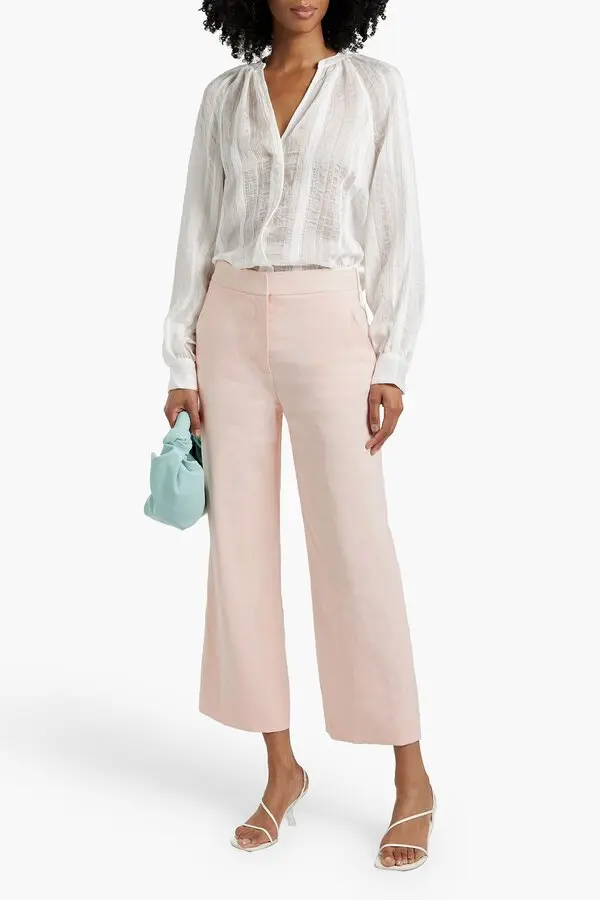 Veronica Beard Brixton Linen-blend Wide-leg Pants - Pastel Pink