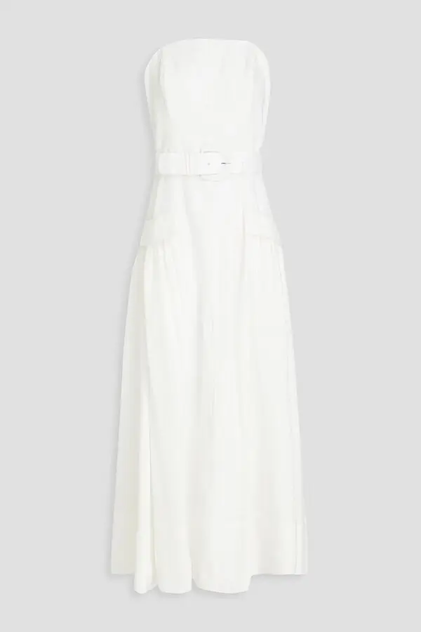 NICHOLAS Belted Linen Maxi Dress - Ivory