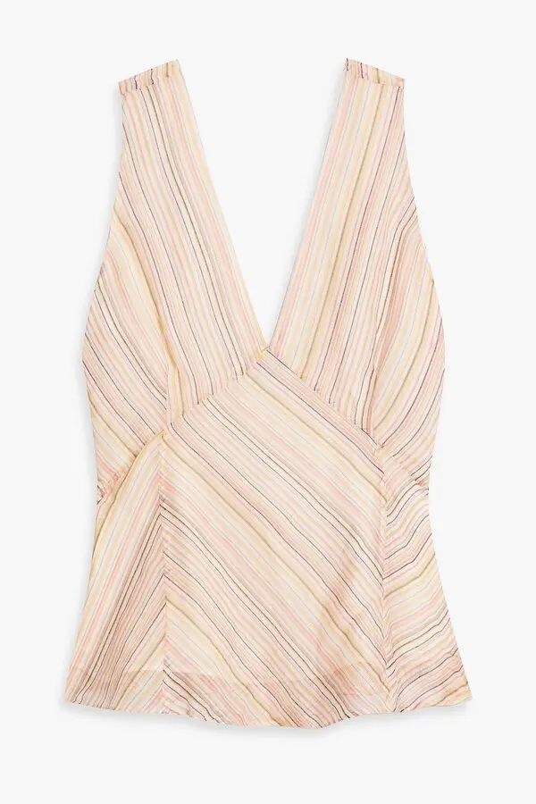 Derek Lam 10 Crosby Alix Striped Linen And Silk-blend Top