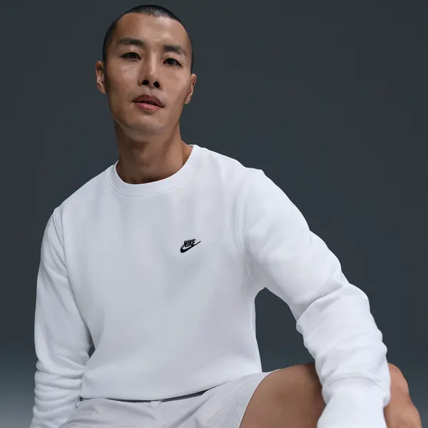 Nike Club Fleece Crew - White