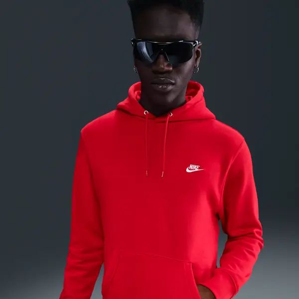 Nike Club Pullover Fleece Hoodie - Red