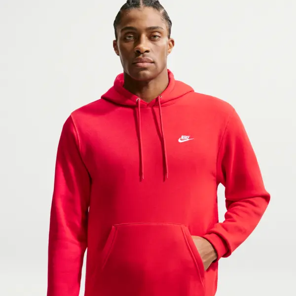 Nike Club Pullover Fleece Hoodie - Red