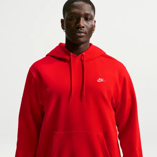 Nike Club Pullover Fleece Hoodie - Red
