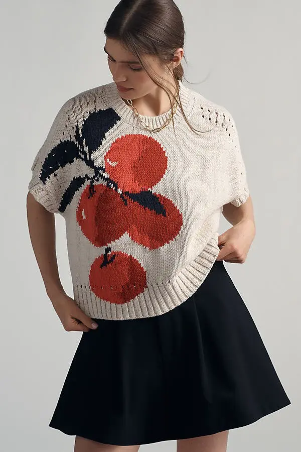 Maeve Veggie Motif Graphic Sweater - Ivory