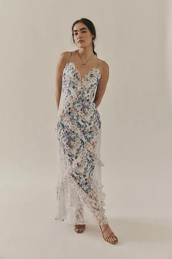 chinese dress ladies For Love & Lemons Rosalyn Maxi Dress - Blue main image 0